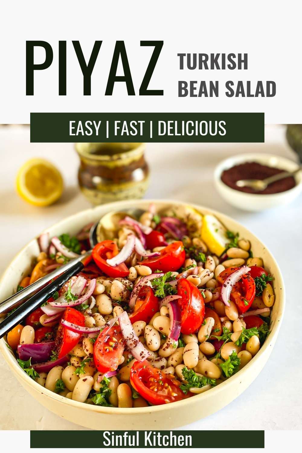Turkish White Bean Salad (Piyaz) Recipe | Sinful Kitchen